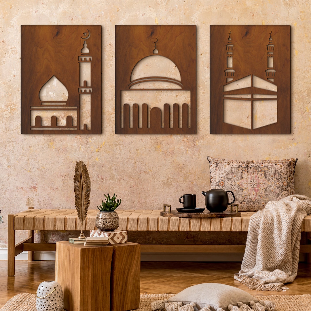 Kaaba Wood Wall Art, Masjid Al Aqsa Wood Wall Decor,masjid An-nabawi ...