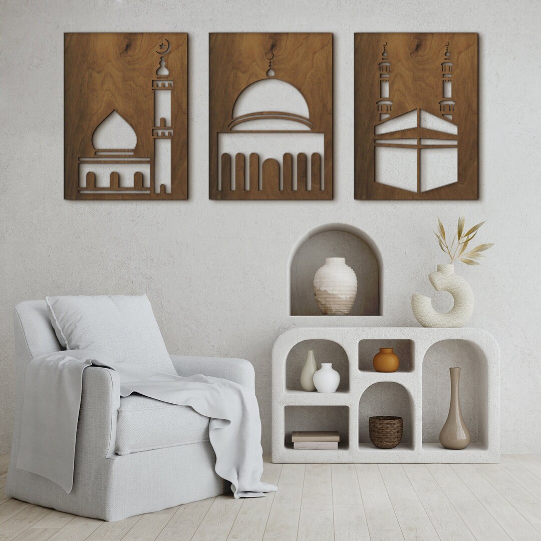 Kaaba Wood Wall Art,masjid Nabawi Wall Art,islamic Home Decor,large ...