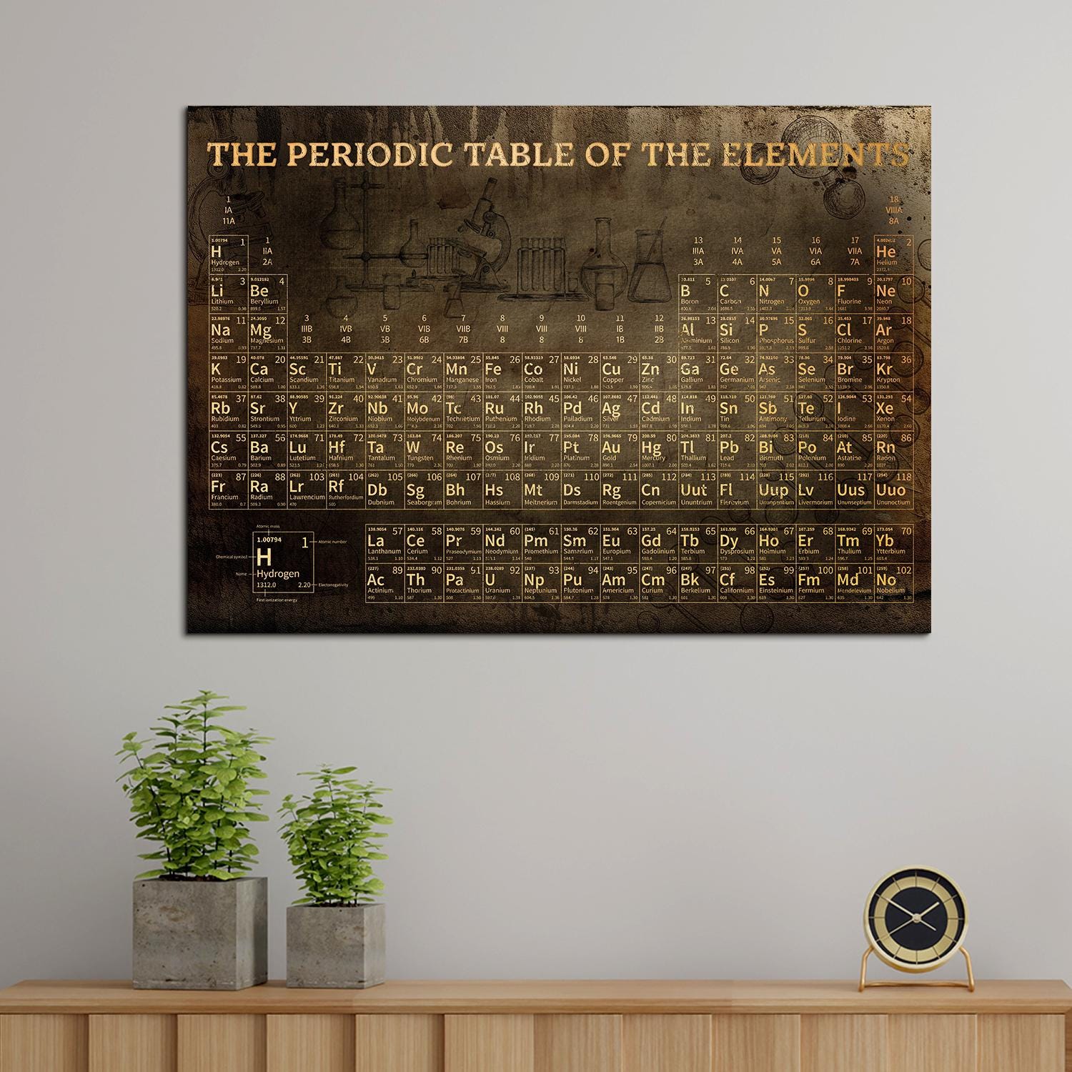 Periodic Table Wood Wall Art, Chemical Wood Table Wall Mount, Chemistry ...
