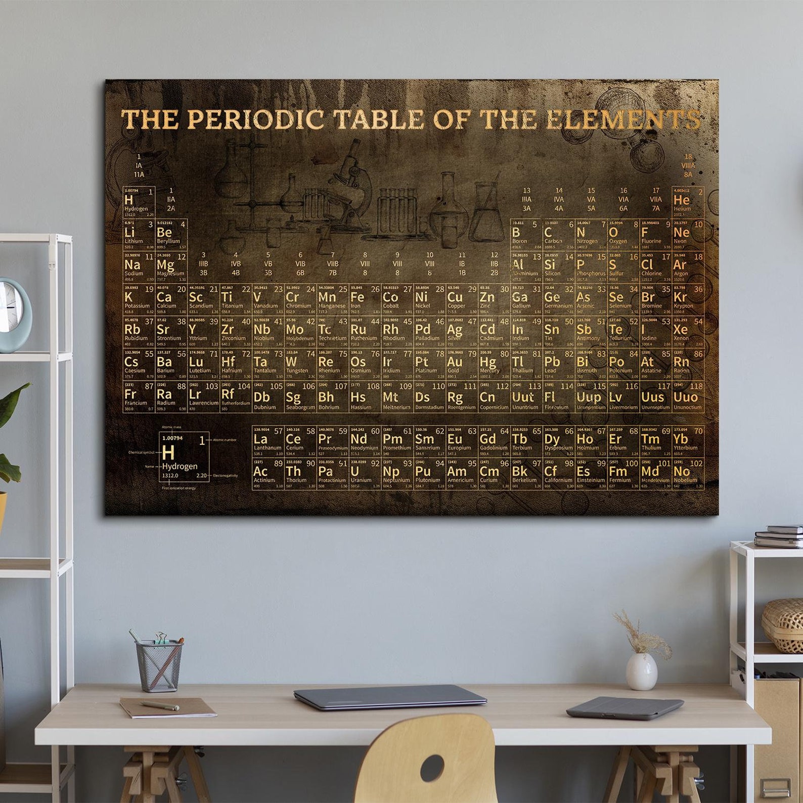 Wooden Periodic Table Wall Art, Chemistry Wall Decor, Periodic Table of ...