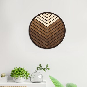Round Wood Art, Circle Wood Wall Art, Reclaimed Wood Decor, Geometric ...