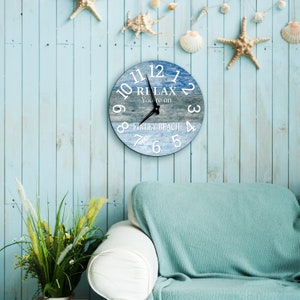 Beach Time Clock, Coastal Wall Clock, Ocean Wall Clock, Summer Clock ...
