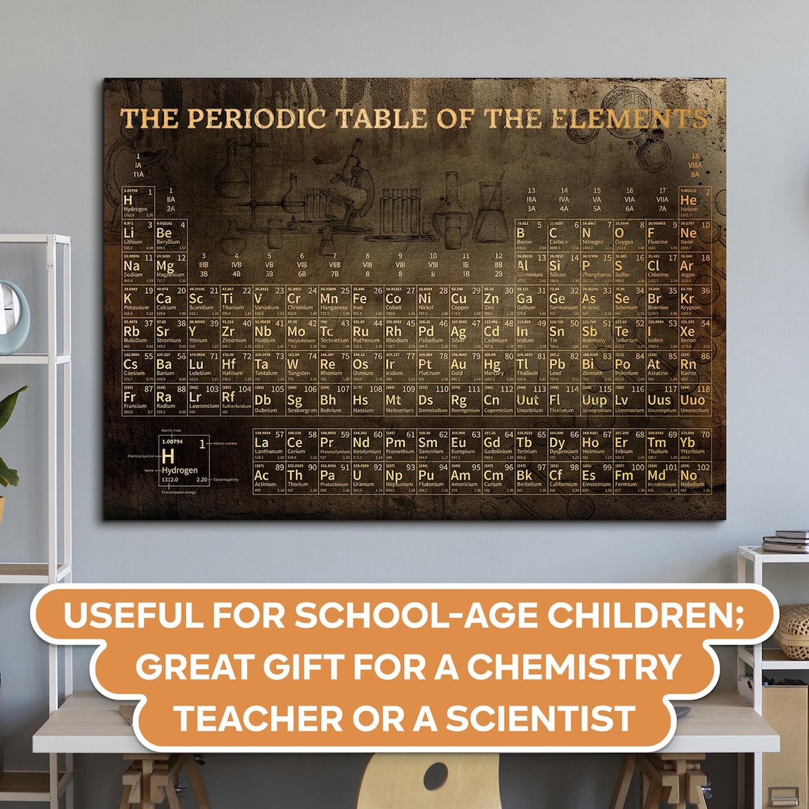 Periodic Table Wood Wall Art, Chemical Wood Table Wall Mount, Chemistry ...