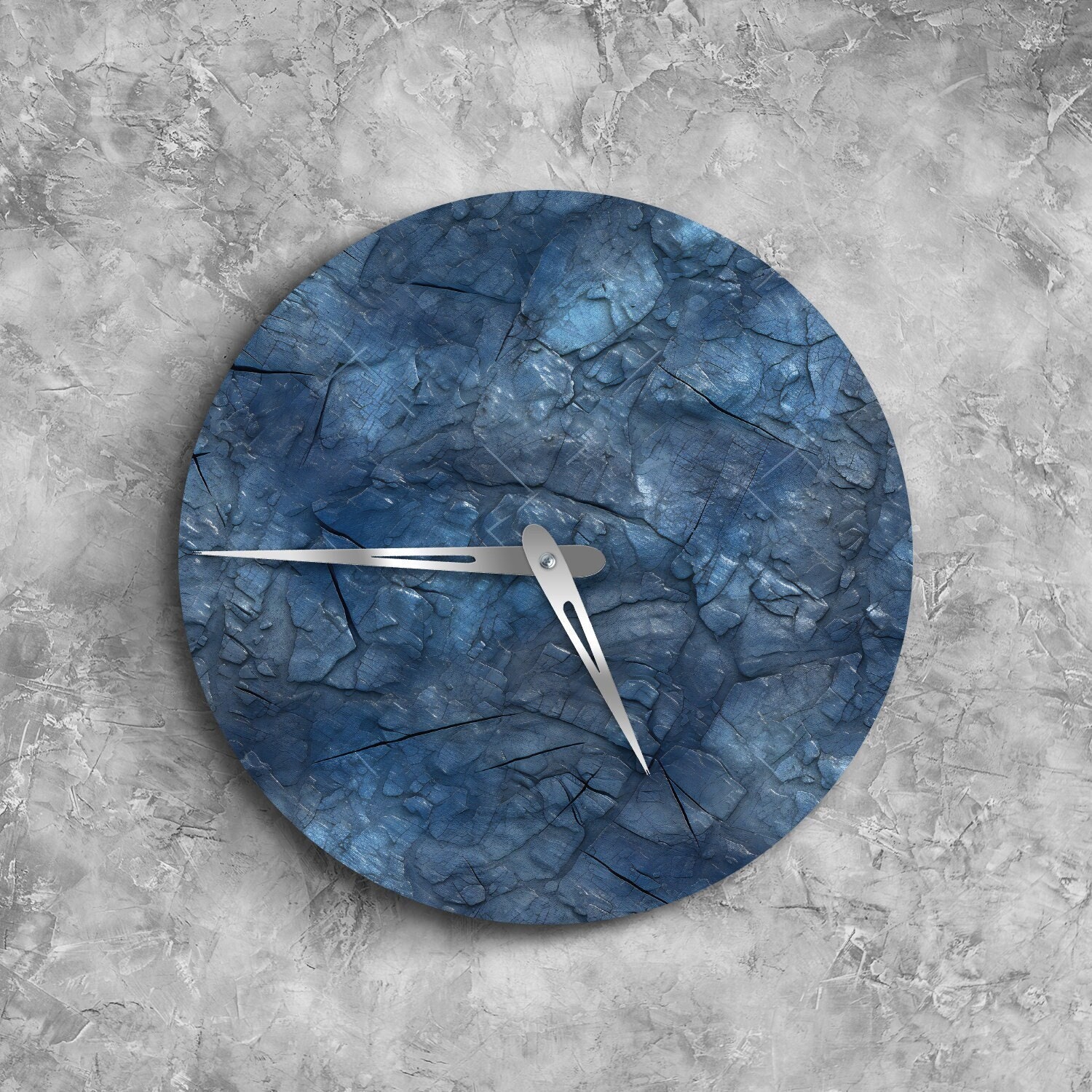 Blue Marble Wall Clock Marble Wall Clockmodern Wall Clock - Etsy