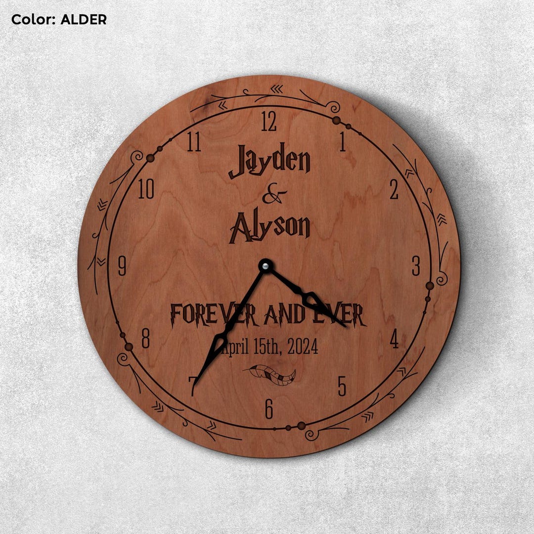 Wizard Clock, Wooden Wall Clock, Wizardry Theme Wall Clock, Forever and ...