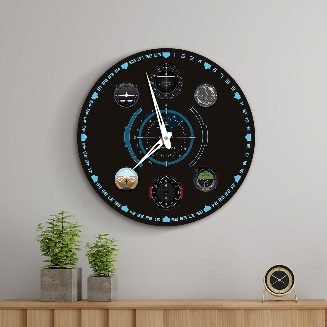 Aviation Wall Clock, Flight Instrument Wall Decor, Aircraft Cockpit ...