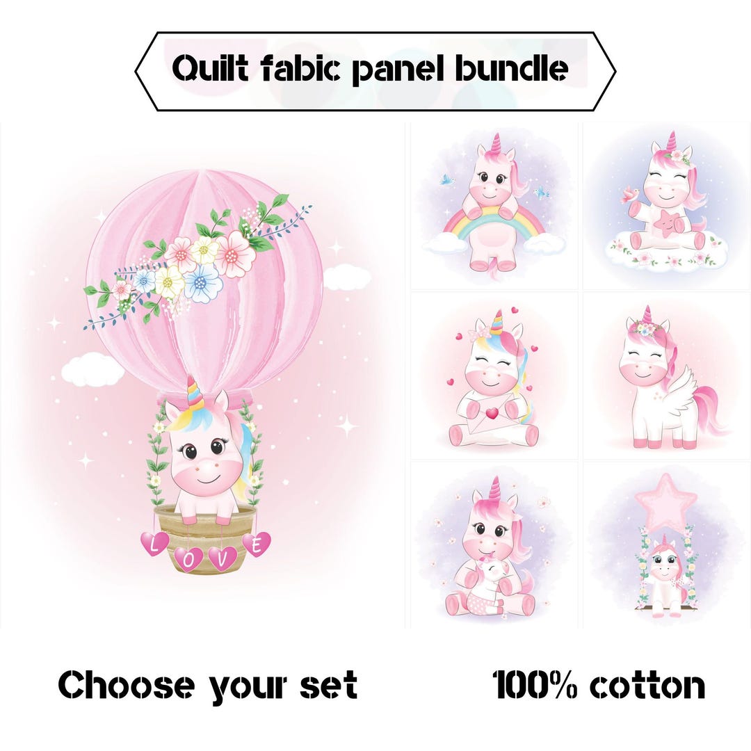 Baby Unicorn Fabric Panel, Baby Girl Cute Fabric Bundles, Baby Quilt ...