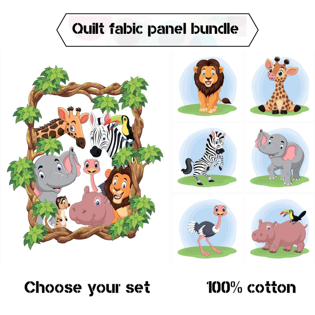African Animal Fabric Bundle, Quilt Fabric Cotton, Animal Print Fabric ...