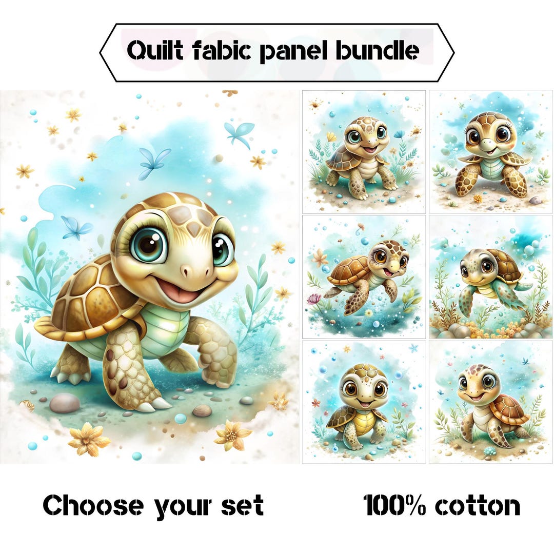 Sea Turtle Nautical Fabric Panels for Baby Quilts, Baby Ocean Quilt ...