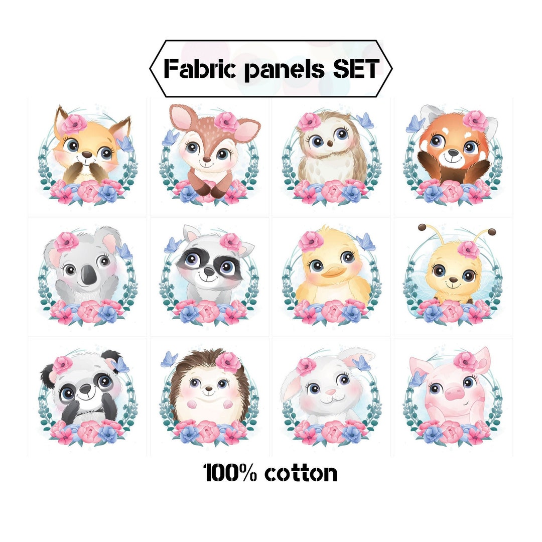 Animal Print Quilt Fabric Bundle, Baby Fabric Panels for Quilting ...