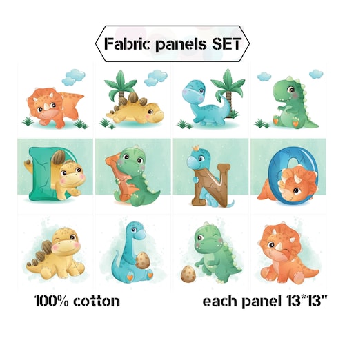 Baby Dinosaur Fabric Panels Cute Dinosaur Friends Quilt - Etsy