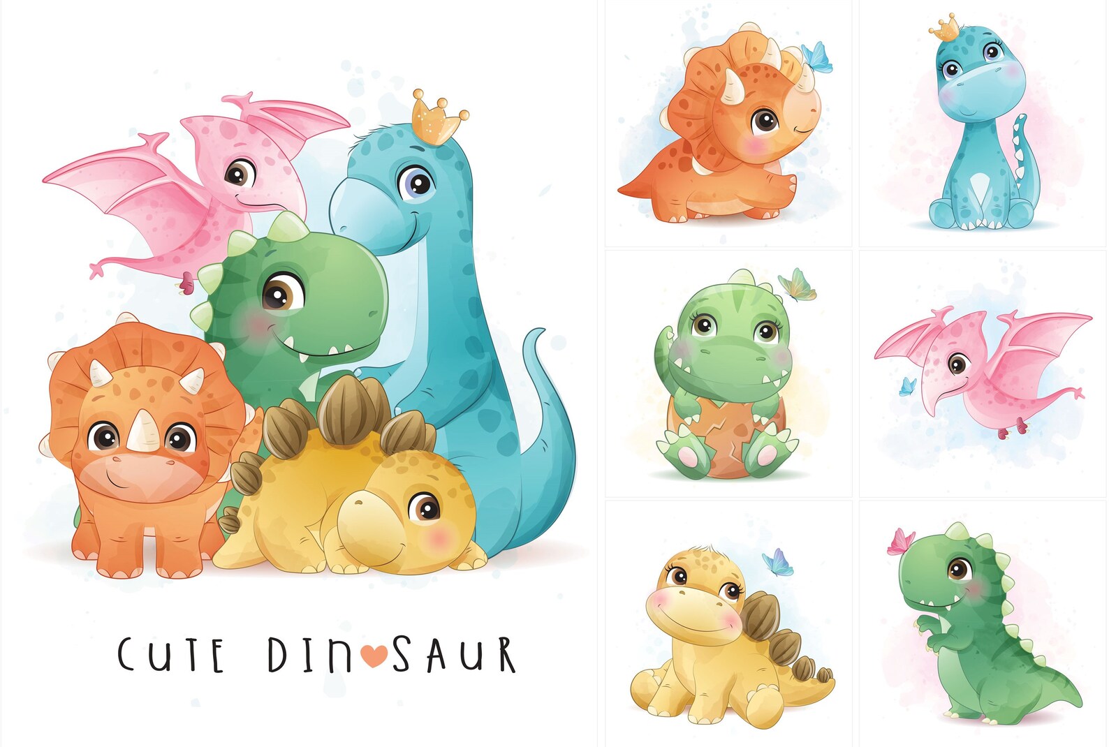 Baby dinosaur fabric panels Cute dinosaur quilt panels | Etsy