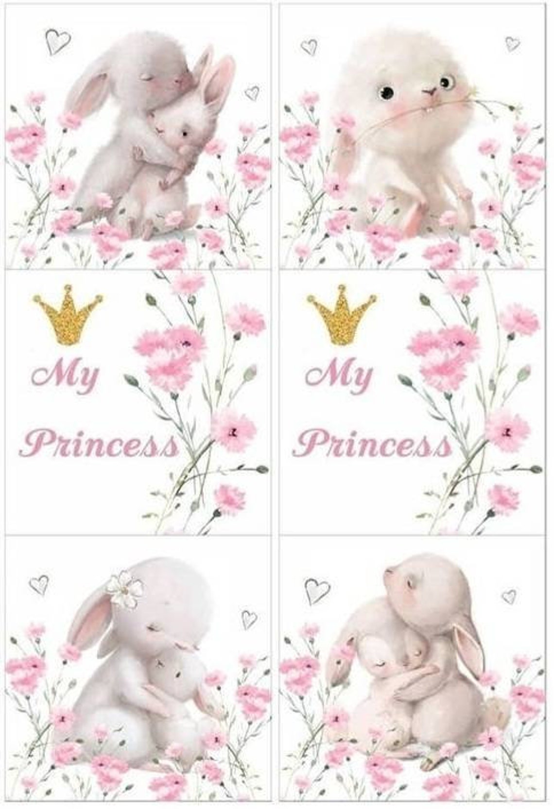 Hare Quilt Fabric Bundle With Flowers Baby Girl Fabric Panels - Etsy