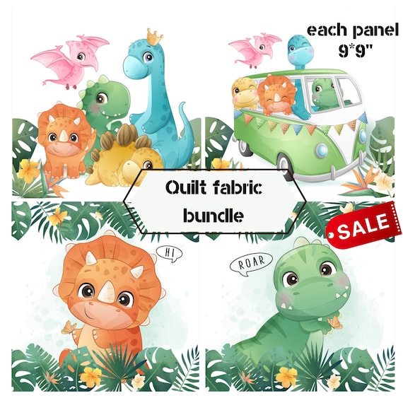 Dinosaur Fabric Panel Dinosaur Prints Fabric Baby Quilt - Etsy