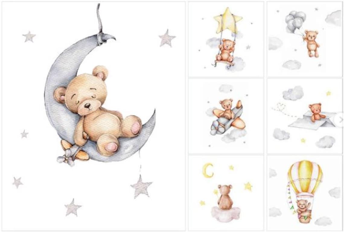 Baby Bear Organic Cotton Fabric, Baby Quilt Panels Fabric, Childrens ...