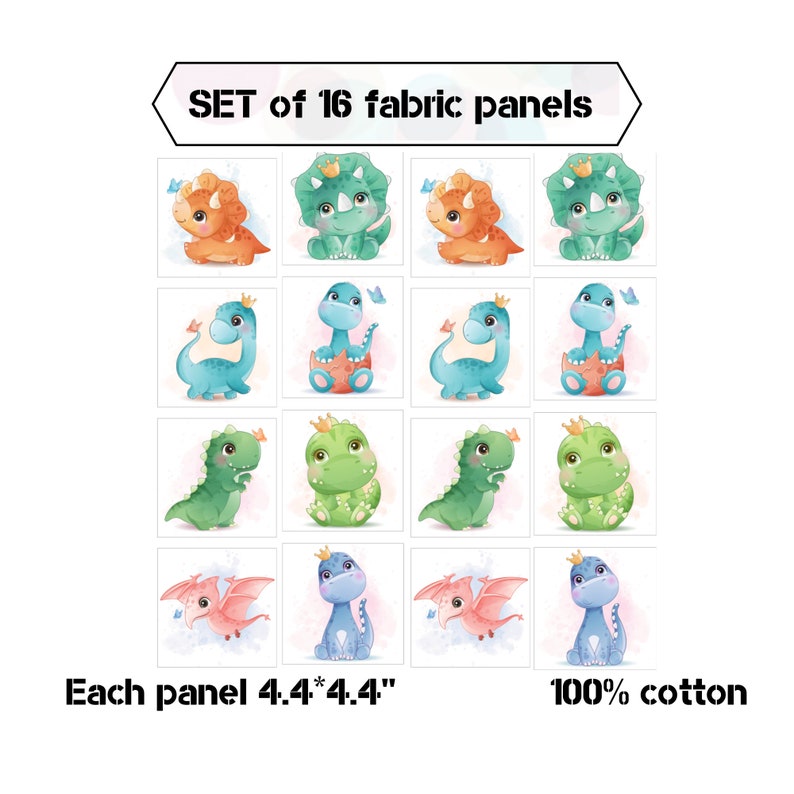 Cute Dinosaur Quilt Fabric Scraps Baby Dinosaur Fabric Panels - Etsy