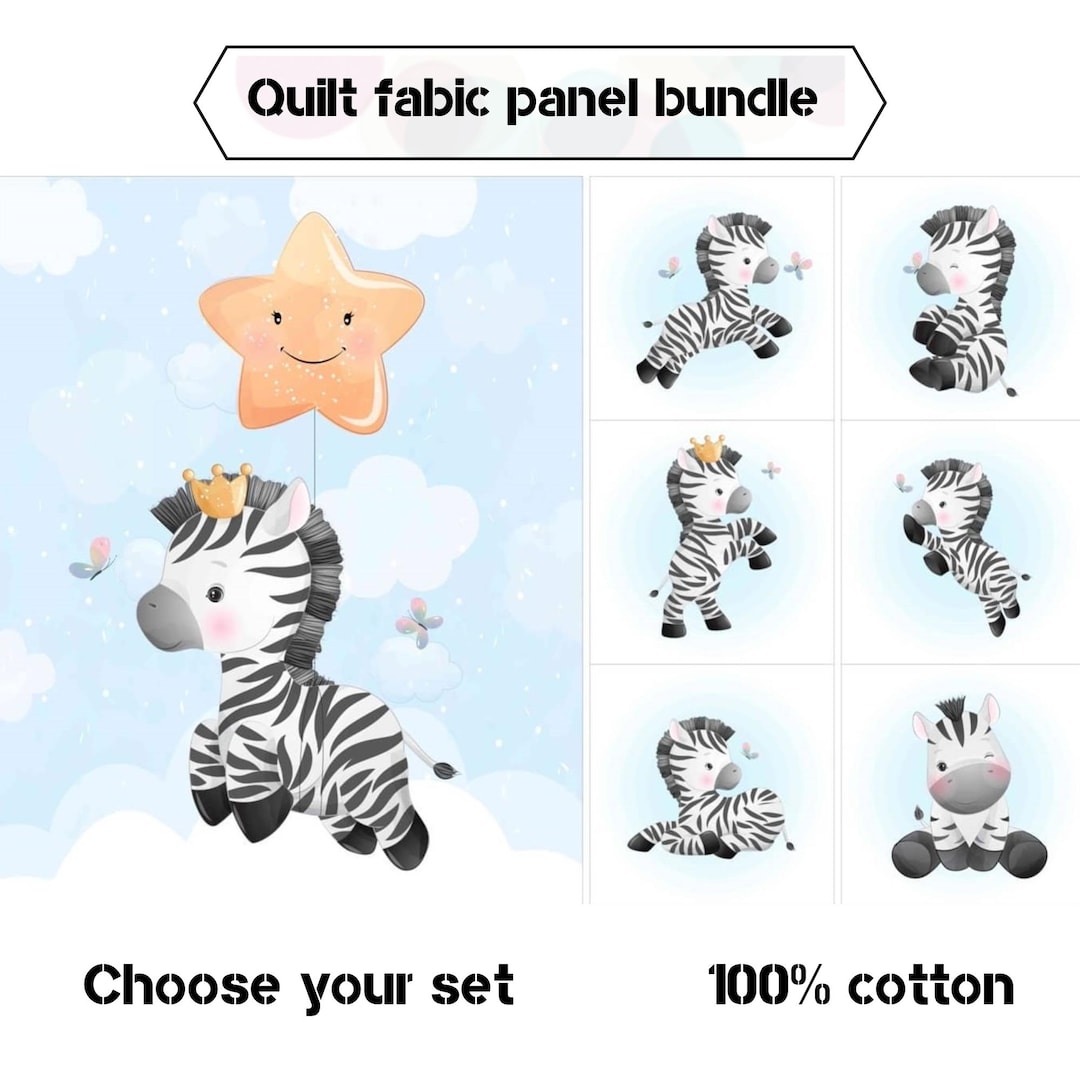 Zebra Print Fabric Panels for Quilting, Baby Quilt Fabric Bundle ...