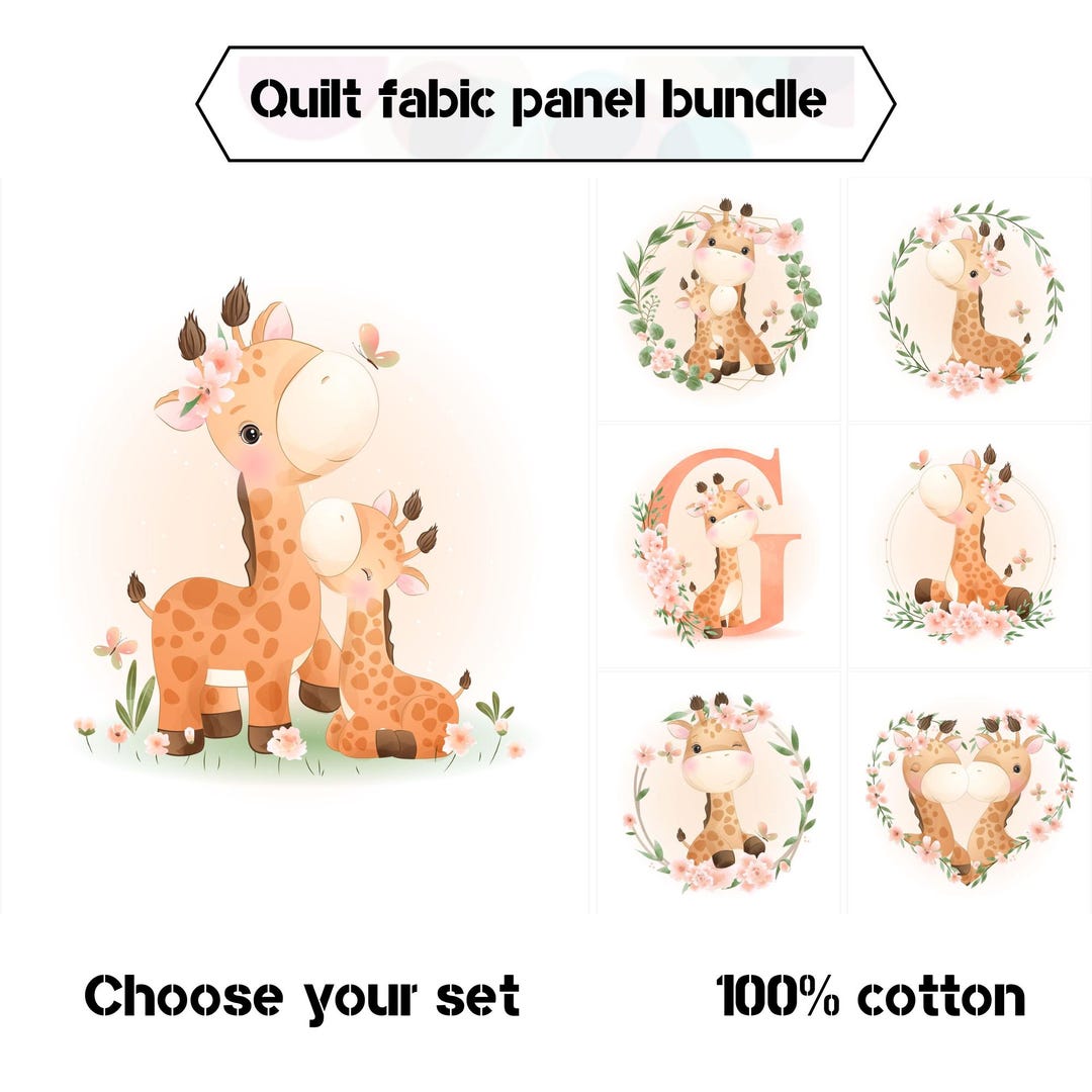 Giraffe Fabric Panel for Baby Quilts, Baby Fabric Panels for Quilting ...