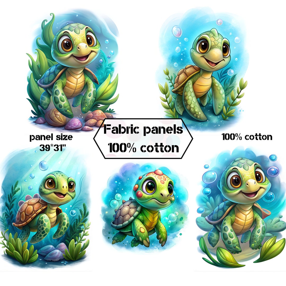 Sea Turtle Nautical Fabric Panels for Baby Quilts, Baby Ocean Quilt ...