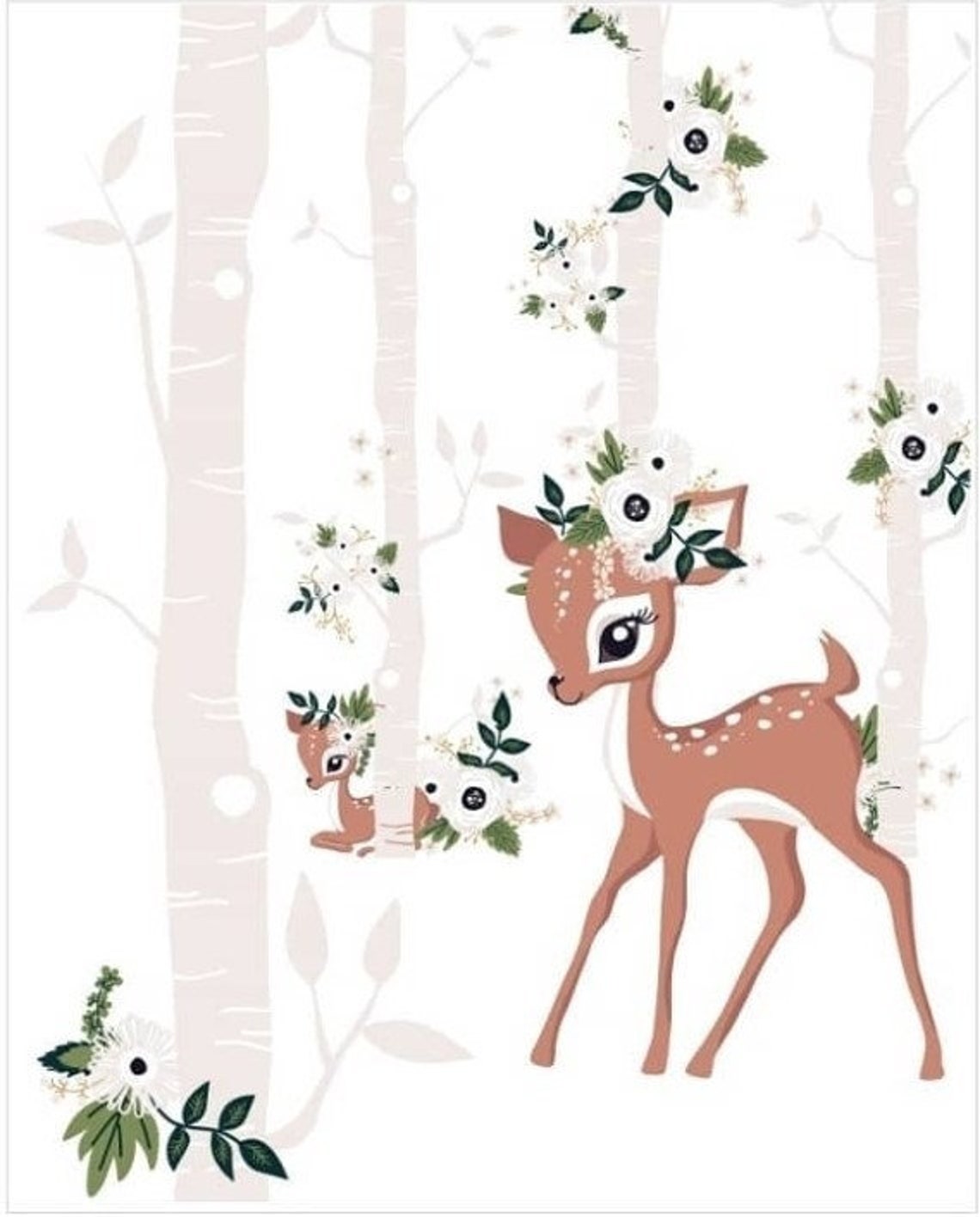 Baby deer fabric panel Baby quilt panels fabric Animal quilt | Etsy