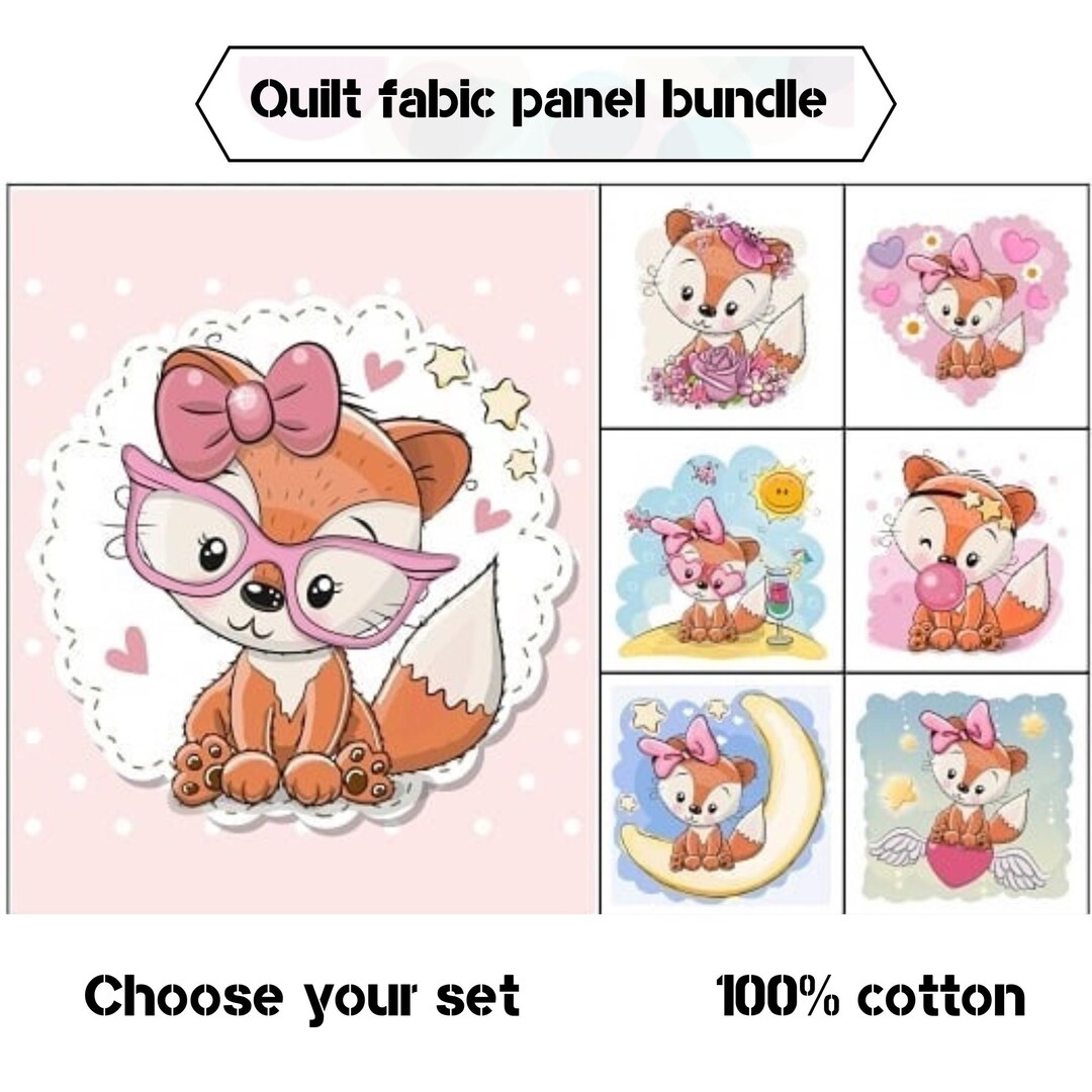 Baby Fox Fabric Panels, Baby Quilt Panels Fabric, Childrens Quilt ...