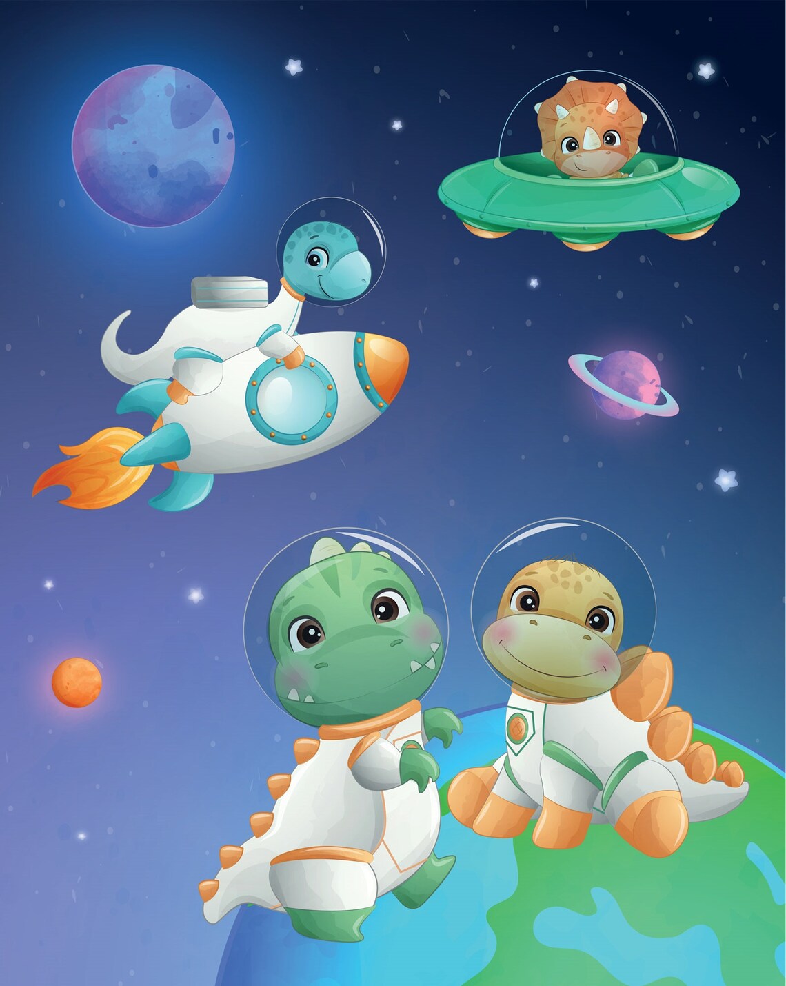 Space Dinosaur Fabric Panels Baby Dinosaur Quilt Panels - Etsy