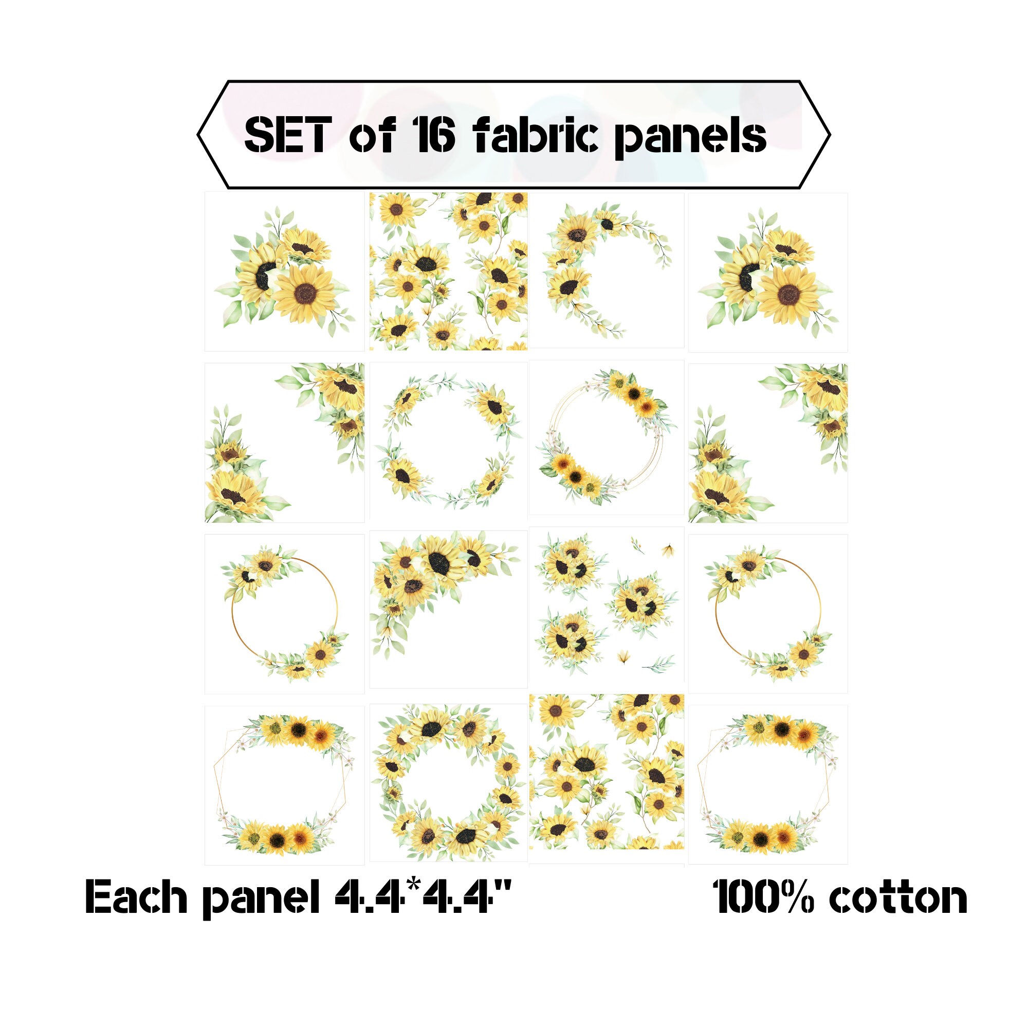 Sonnenblume Stoff Panels zum Quilten, Patchworkstoffreste, florale Stoffpanele für Baby Quilts ...