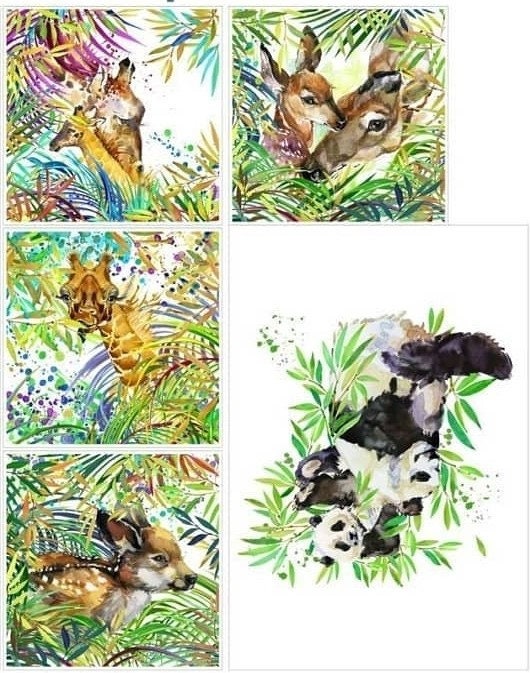 Jungle Animals Fabric Panels Baby Quilt Panels Fabric Zebra - Etsy