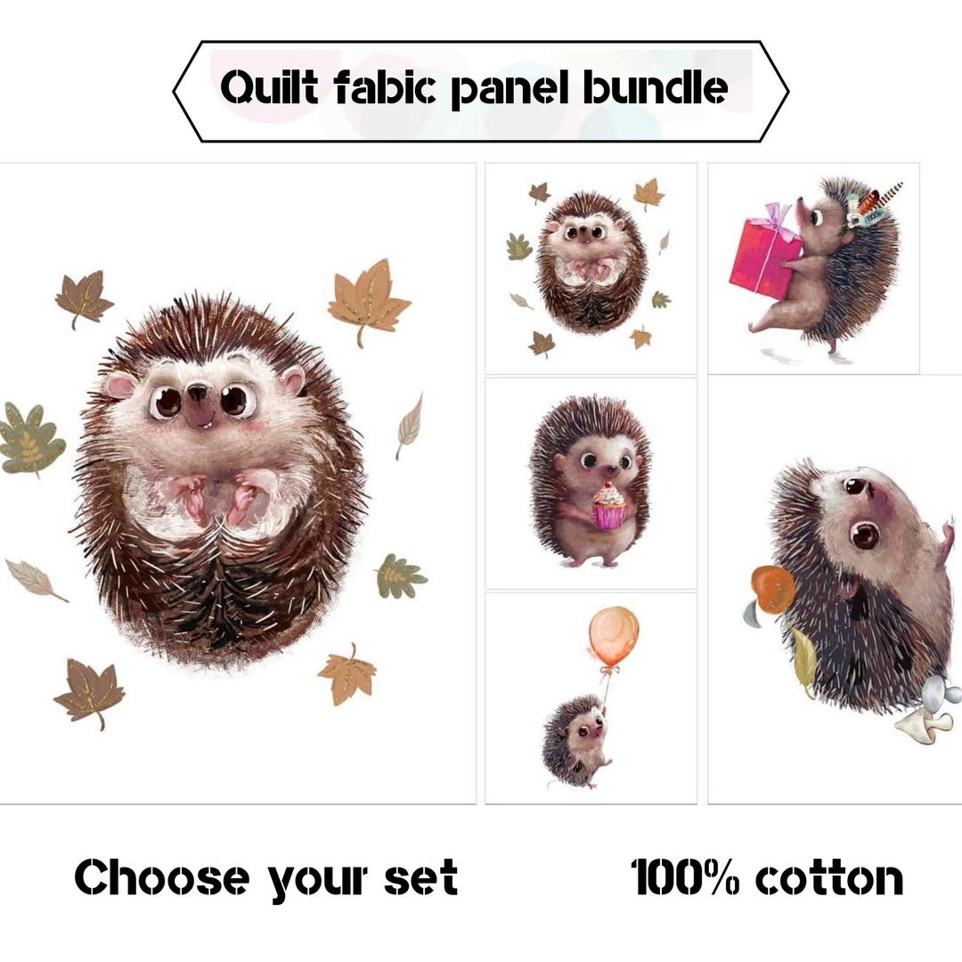 Hedgehog Fabric Panels for Quilting, Cute Hedgehog Blanket Fabric ...