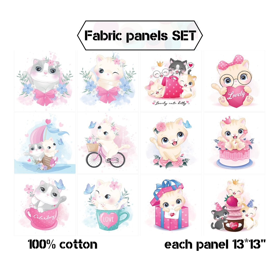 Cat Fabric for Quilting Cotton, Baby Quilt Charm Pack Fabric, Cat ...