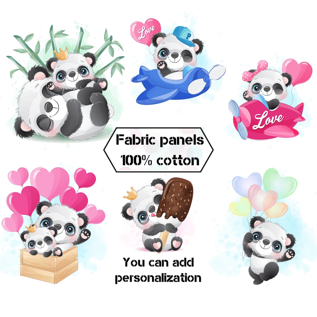 Panda Fabric Cotton Panel for Quilting, Baby Fabric Panels for Quilts ...