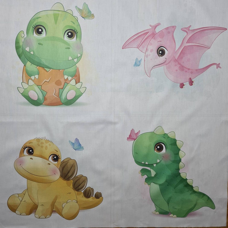 Baby Dinosaur Fabric Panels Cute Dinosaur Quilt Panels - Etsy