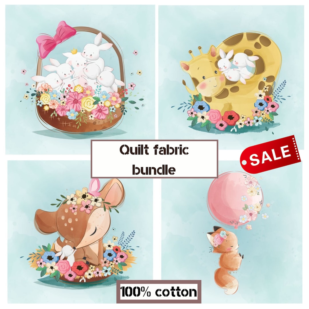 Animal Fabric Panels for Baby Quilts, Baby Quilt Fabric Bundle on SALE ...