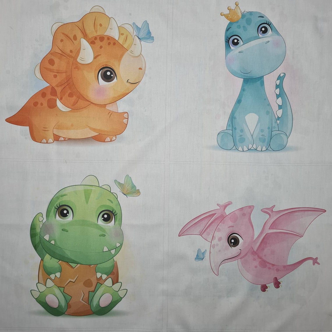 Baby Dinosaur Fabric Panels, Cute Dinosaur Quilt Panels Fabric, Dino ...