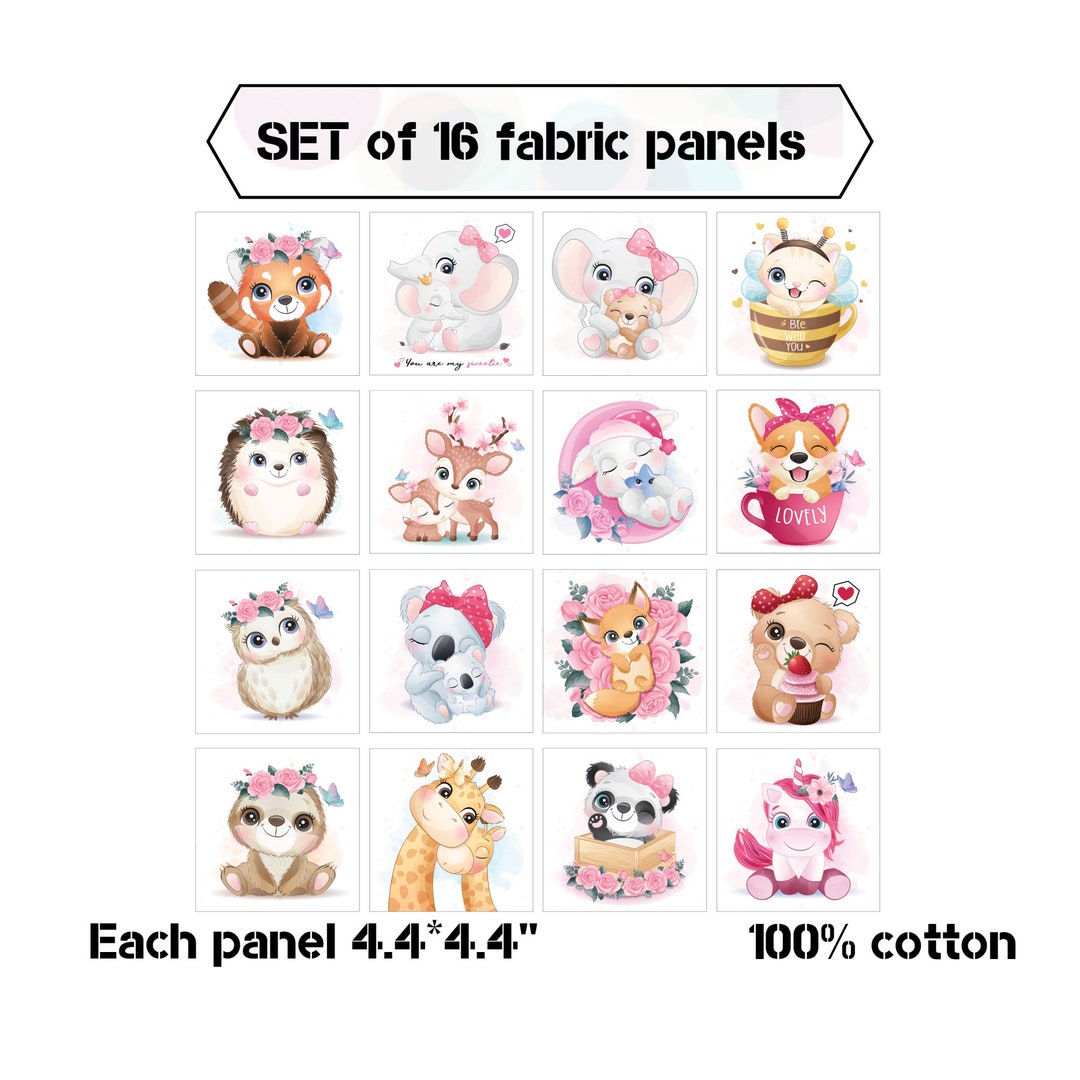 Baby Girl Quilt Fabric Bundle, Animal Baby Fabric Panels for Quilting ...