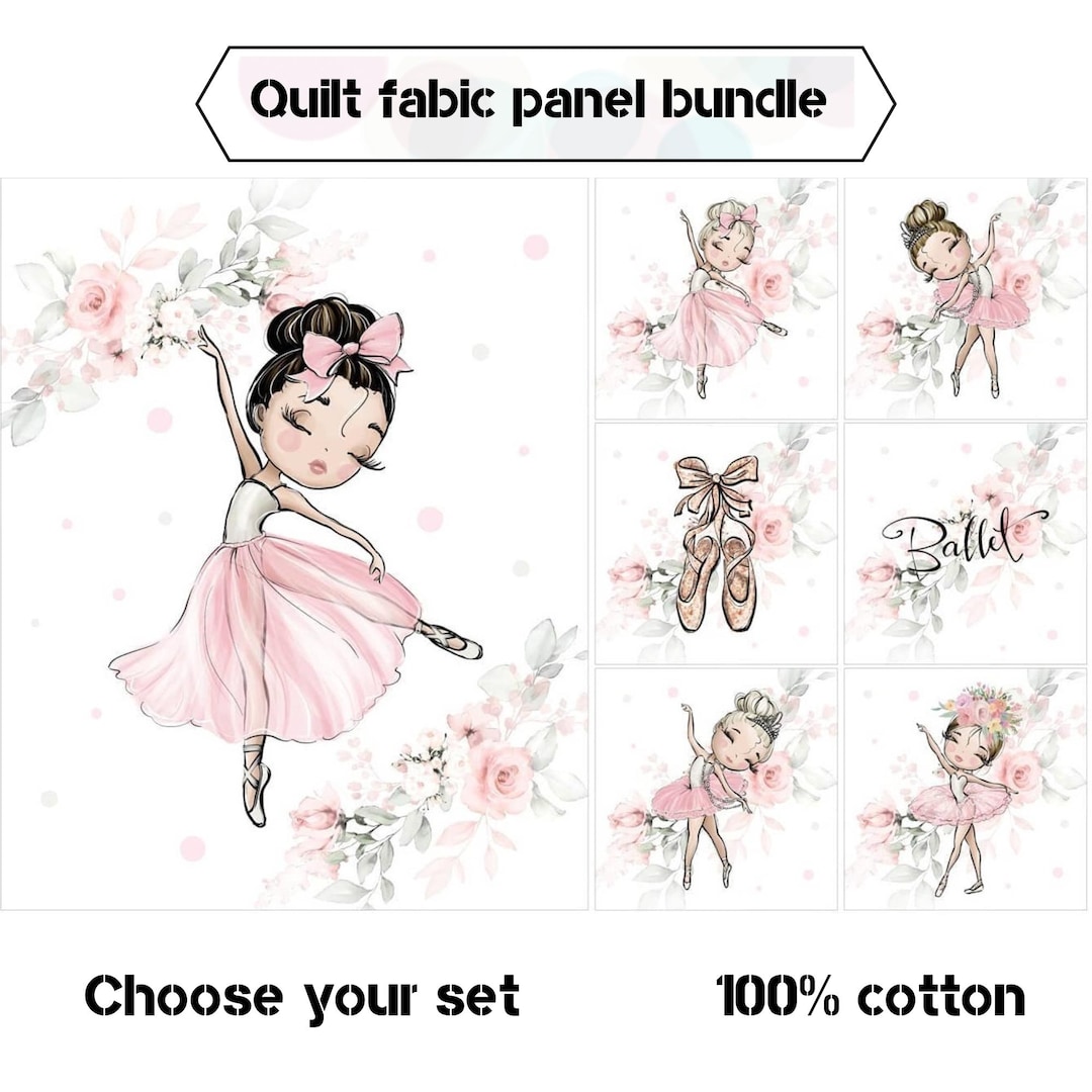 Ballerina Cotton Fabric Panels for Quilting Projects, Dancing Girl ...
