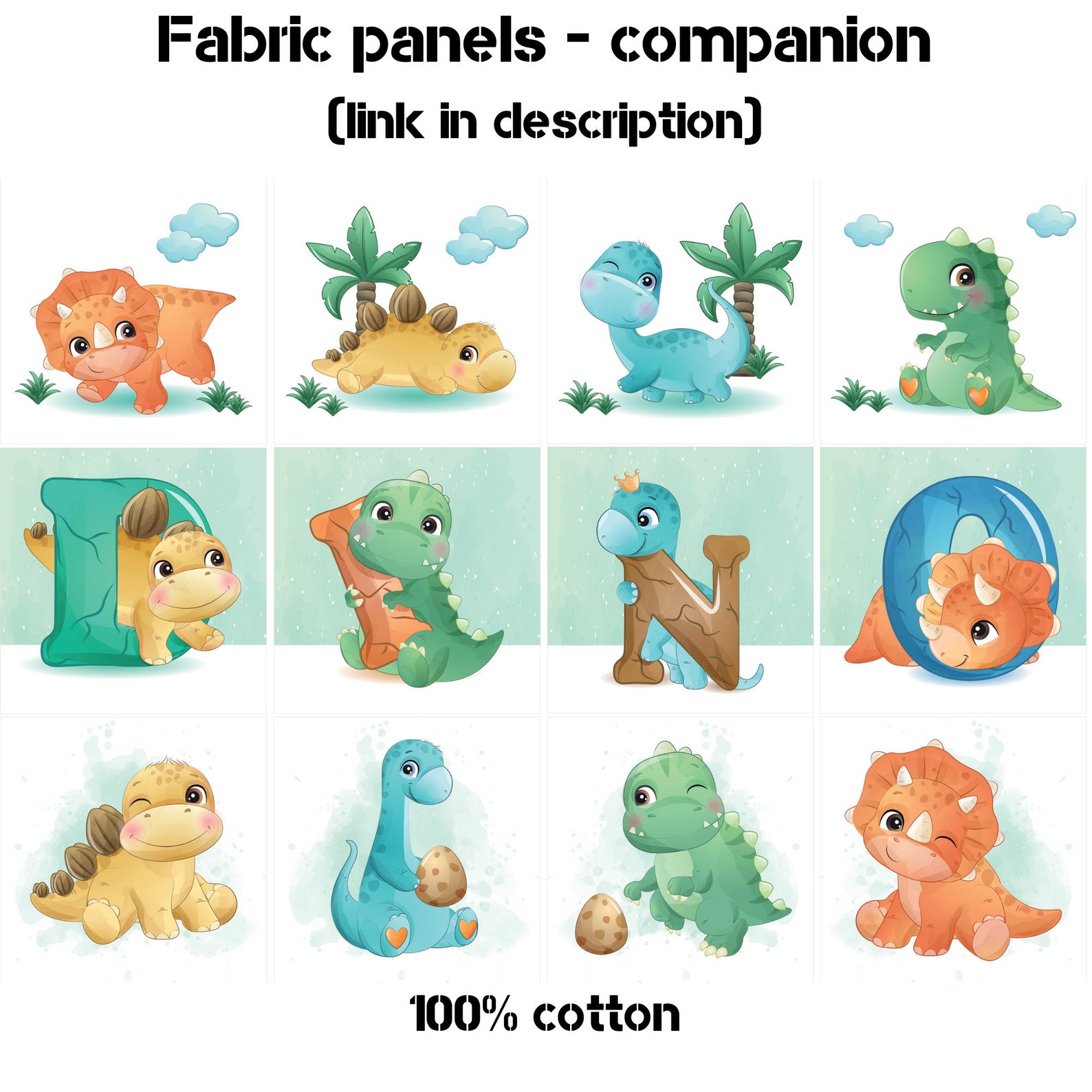 Dinosaur Fabric by the Yard Baby Quilt Panel Fat Quarters - Etsy Canada