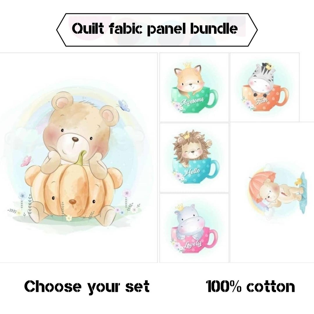 Animal Fabric Panels for Quilting, Quilt Fabric Bundles, Bear Fabric ...