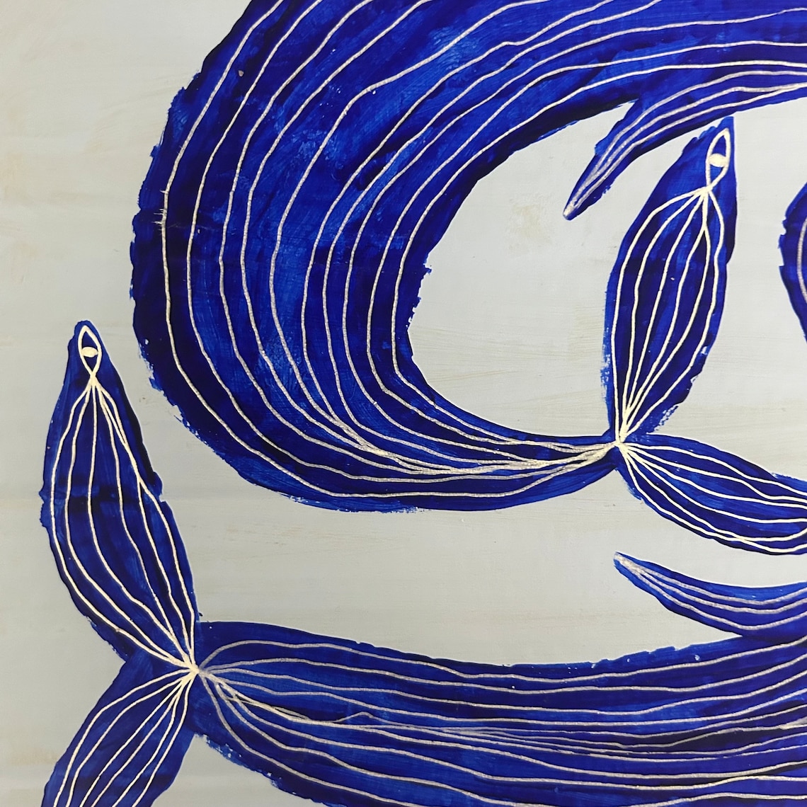 Blue Fish - Love Series 2024. on Recycled Cardboard. by Nancy Mckie ...