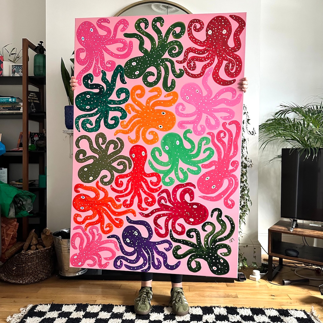 The Colourful Octopuses. Acrylic Painting on Canvas. by Nancy Mckie ...