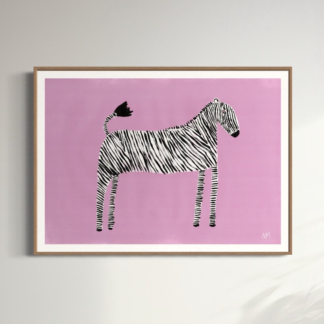 Zebra on Pink. Original Art Painting. Giclee Print. Leopard Print. Kids ...