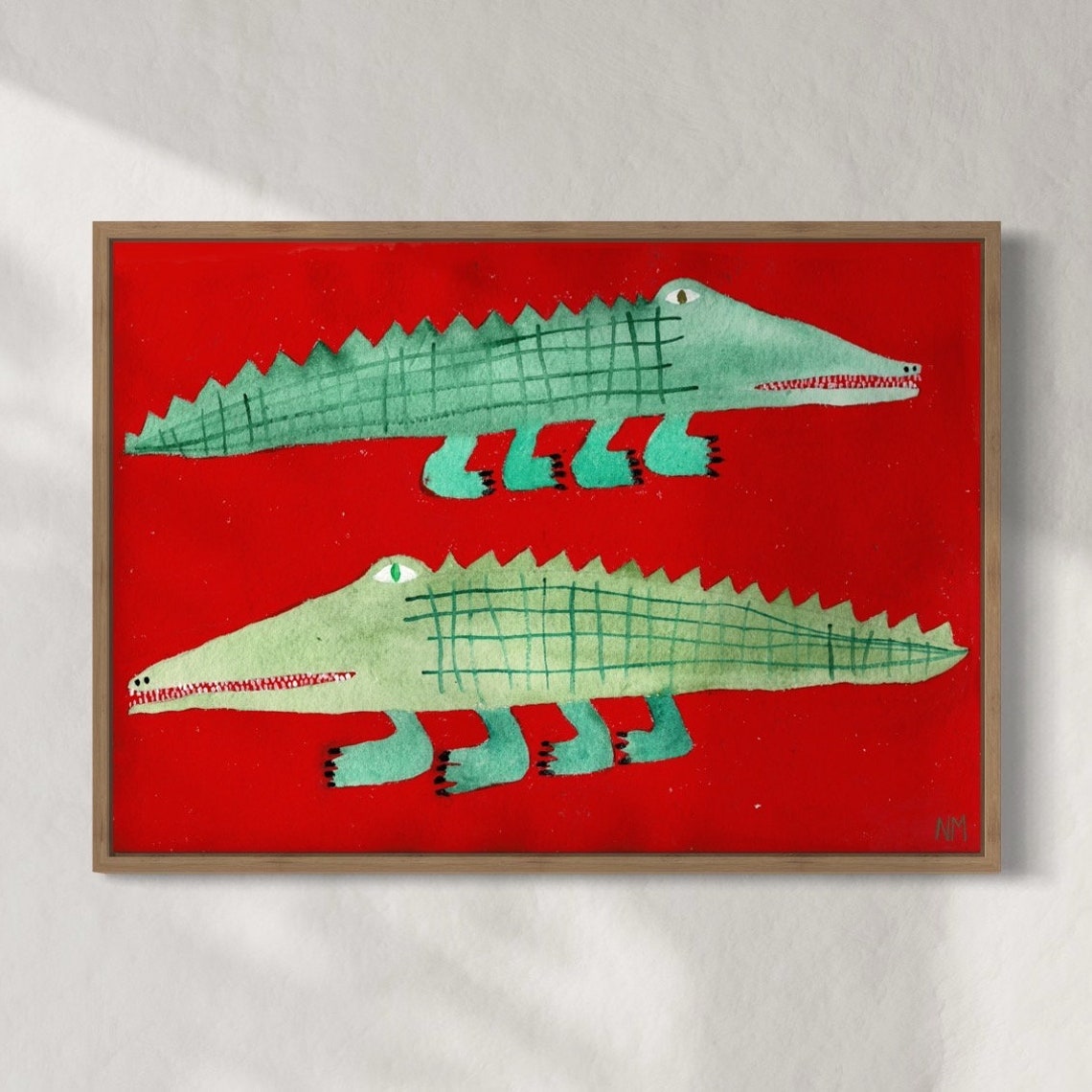 Crocodiles on Red. Art Print. Animal Poster. Kids Children’s Bedroom ...