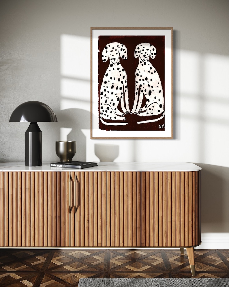 Two Dalmatians Print. Dog Painting. Dog Art Gift. Art Poster. Home ...