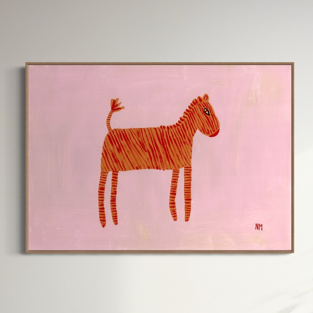 Orange Zebra Print – Kids Giclée Art, Nursery Wall Decor, Animal ...