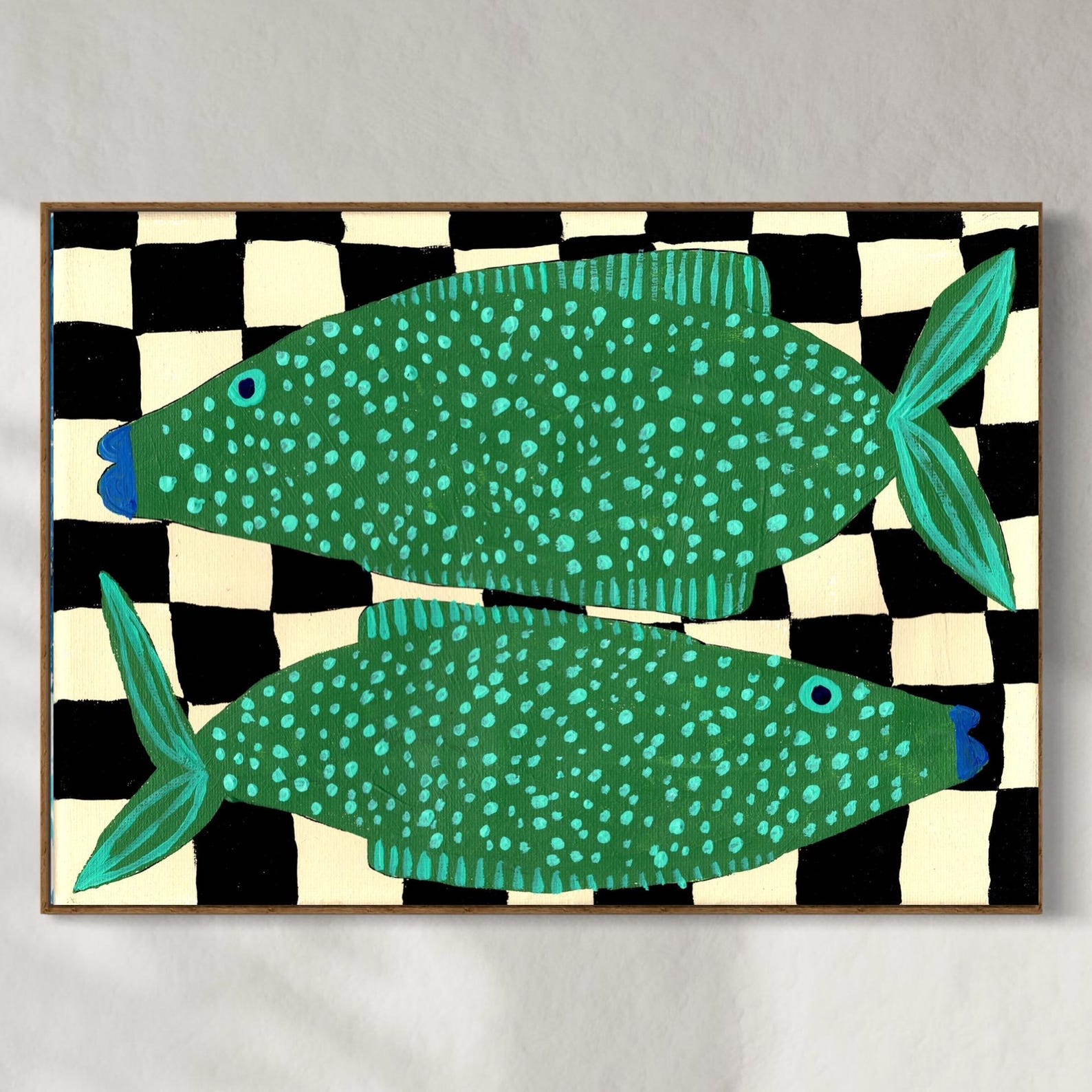 Two Spotty Fish Print – Coastal Wall Art, Nautical Illustration ...