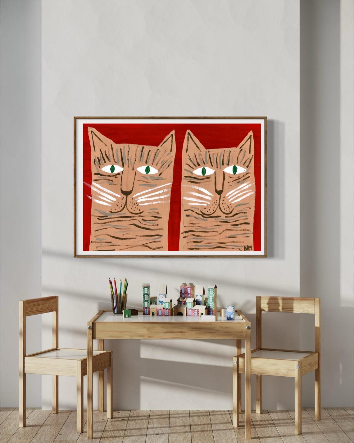 Two Tabby Friends Print. Original Art Print. Home Decor. Nancy Mckie ...
