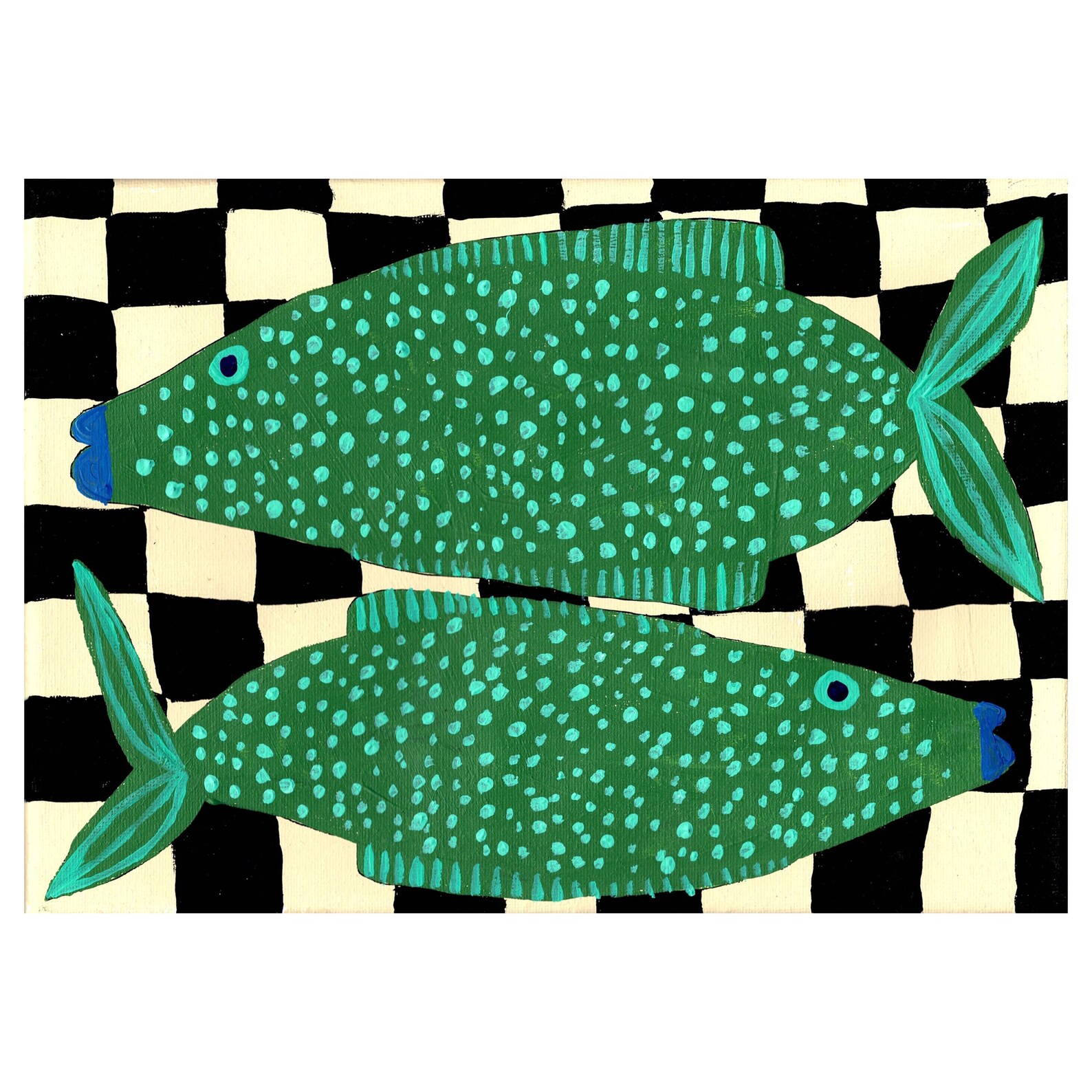 Two Spotty Fish Print – Coastal Wall Art, Nautical Illustration ...