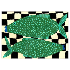 Two Spotty Fish Print. Original Art Print. Home Decor. Nancy Mckie. - Etsy