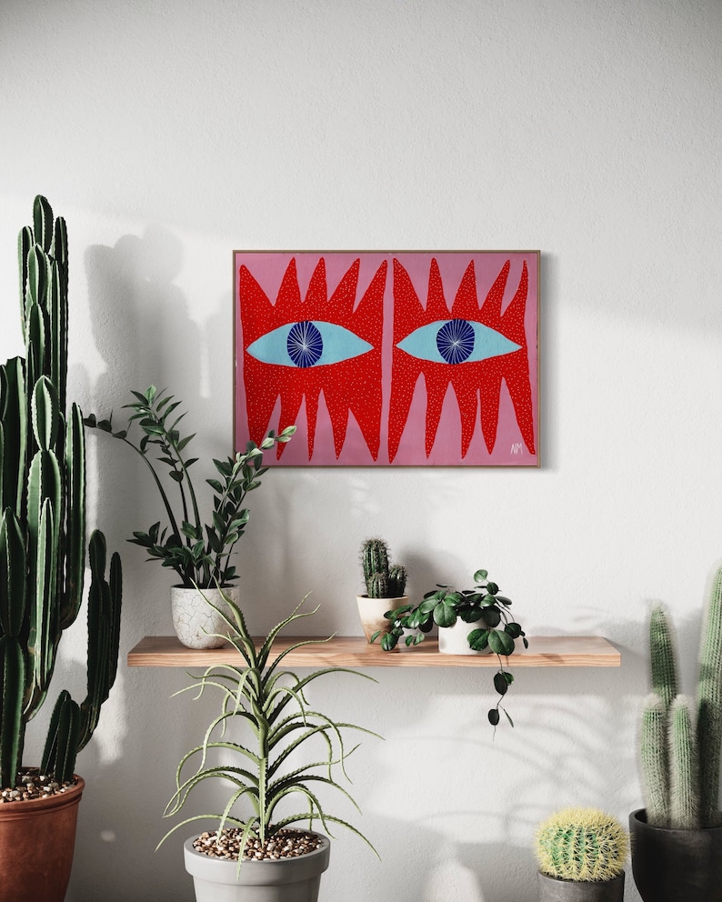 Red Eyes Print. Colourful Print. Art Poster. Home Decor. Nancy Mckie ...