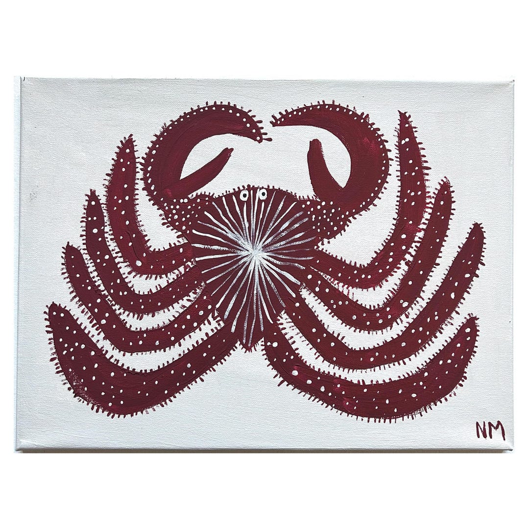 Red Spotty Crab | Acrylic Canvas Art | Vibrant Design | Bold Art Piece ...